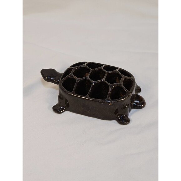 Unknown | Accents | Vintage Enameled Cast Metal Turtle Flower Frog ...